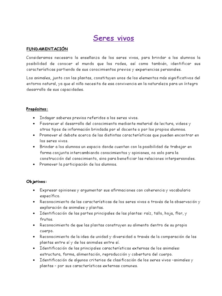 Educación sobre Seres Vivos y su Entorno | PDF