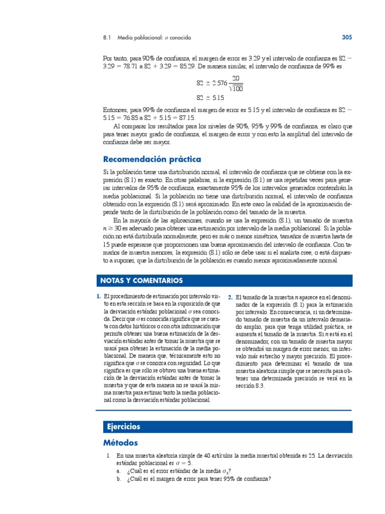 Ejercicios - Capitulo 8 | PDF | Intervalo de confianza | Margen de error