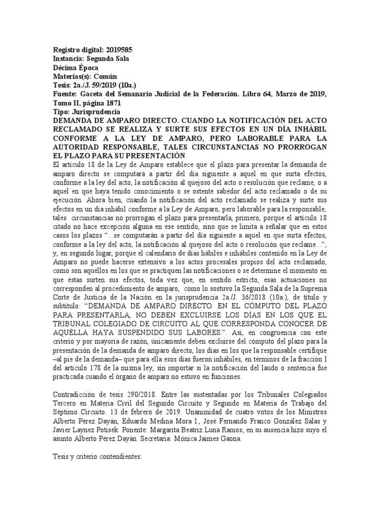 Amparo Directo | PDF | Caso de ley | Demanda judicial