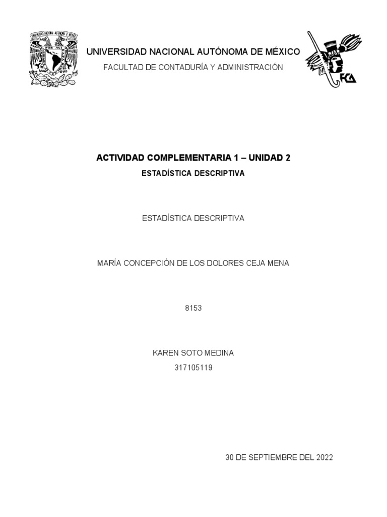 Actividad Complementaria 1 - Unidad 2 | PDF