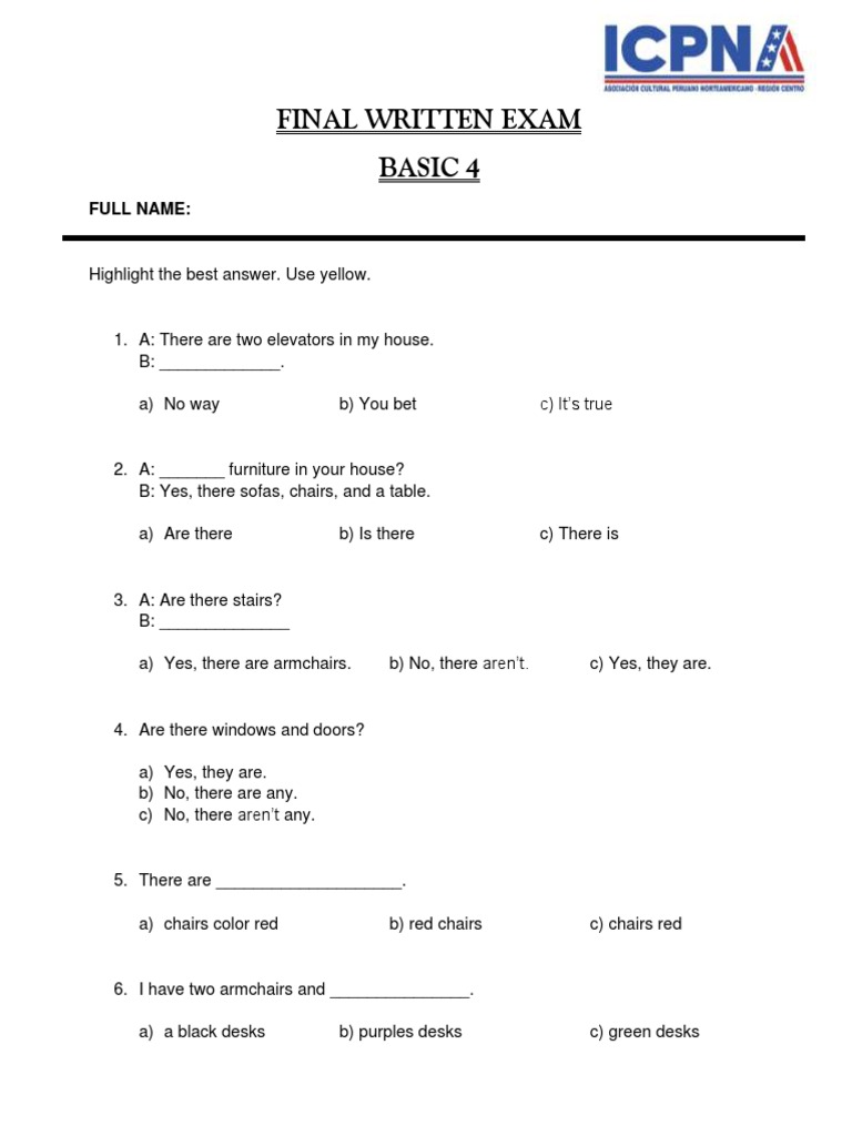 Basic 4 - Final Written Exam | PDF | Internship | Job Hunting