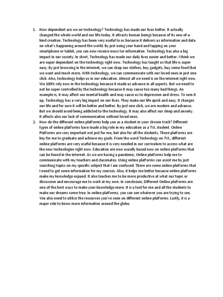 How Dependent Are We On Technology | PDF | Cognitive Science ...