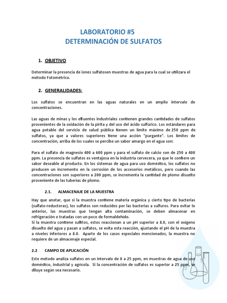 Determinación de Sulfatos | PDF | Agua | Sulfato