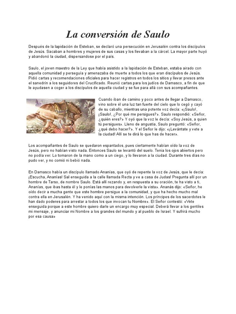 La Conversión de Saulo | PDF | Pablo el apóstol | Jesús