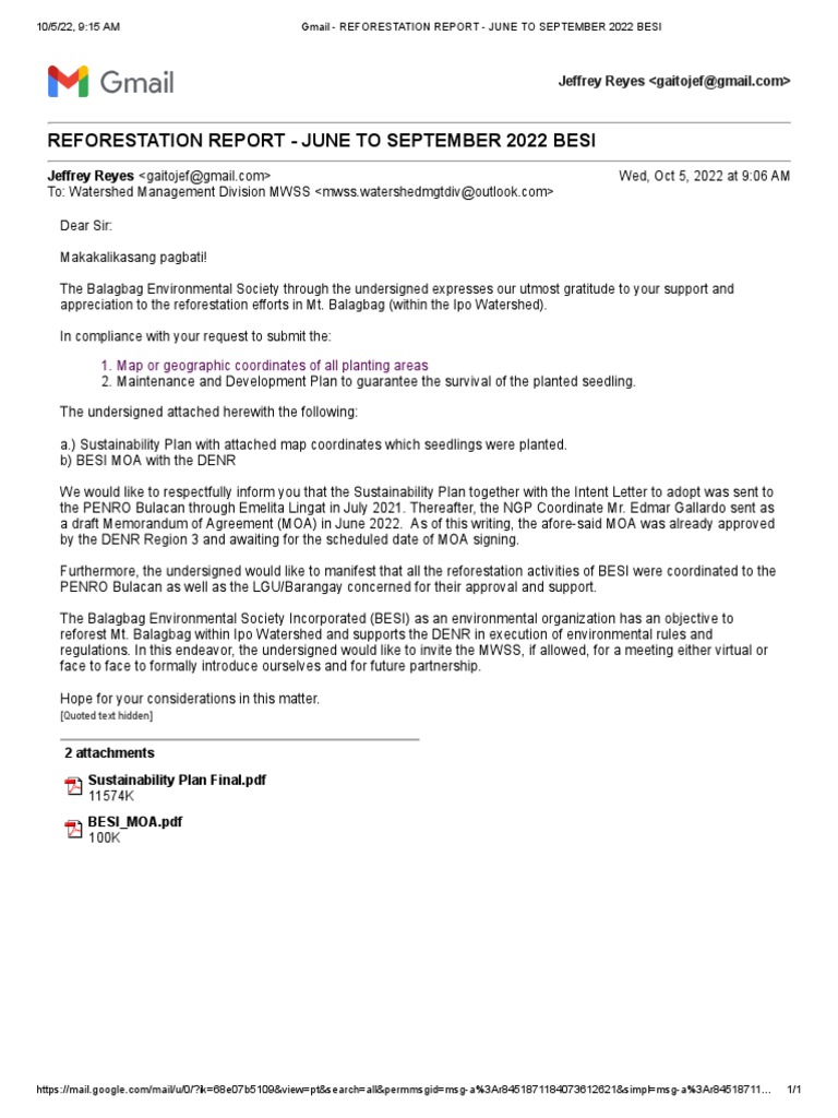 Reforestation Efforts in Mount Balagbag: Sustainability Plan and ...