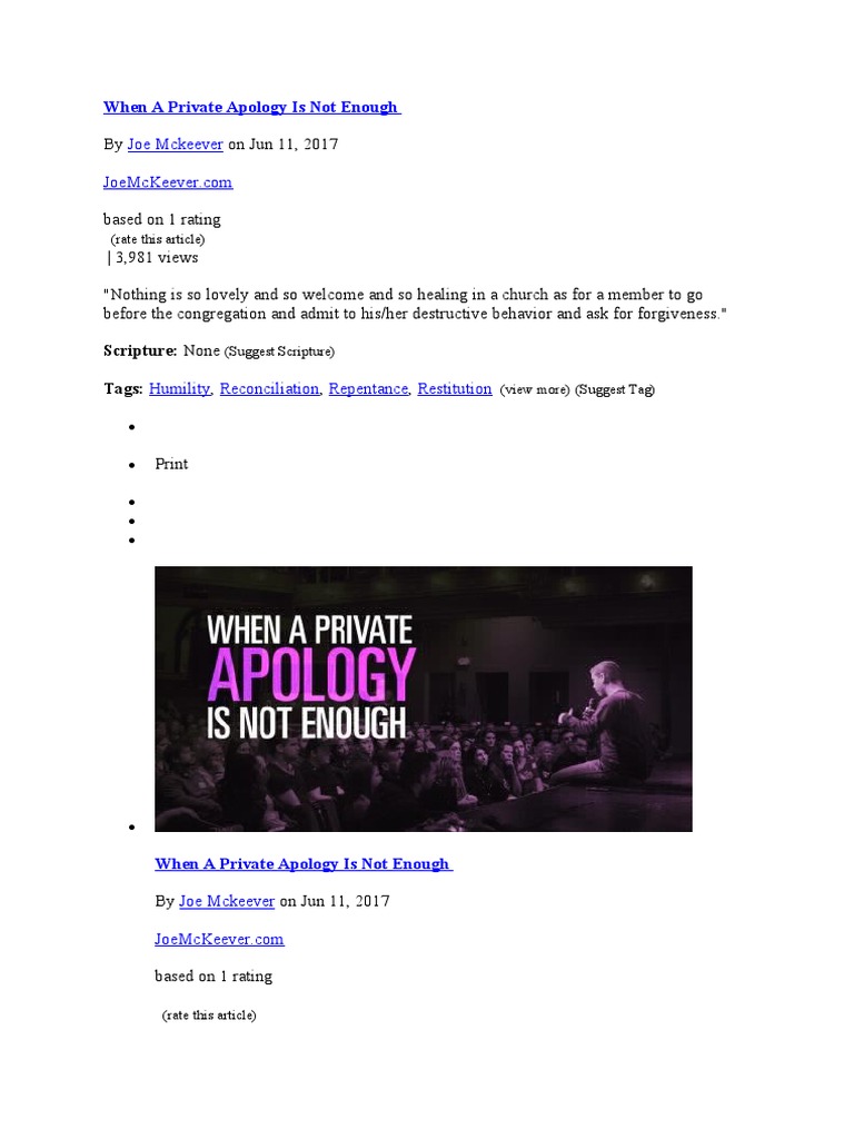 When A Private Apology Is Not Enough | PDF | Confession (Religion) | Forgiveness