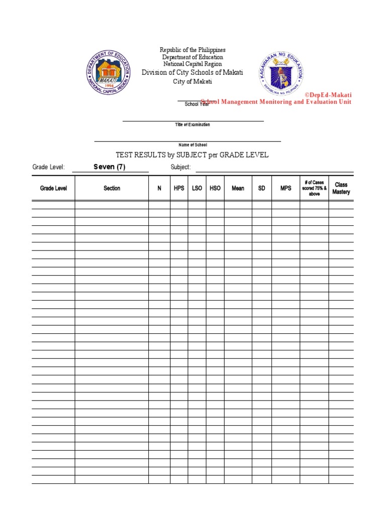 Test - Result - Form - For Heads | PDF