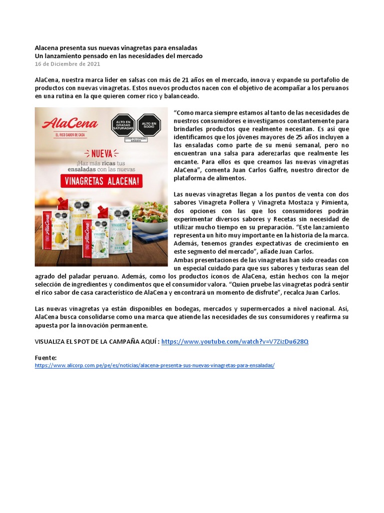 Parcial ADV MAN 2022-02 Caso Vinagretas Alacena | PDF | Marca | ensalada