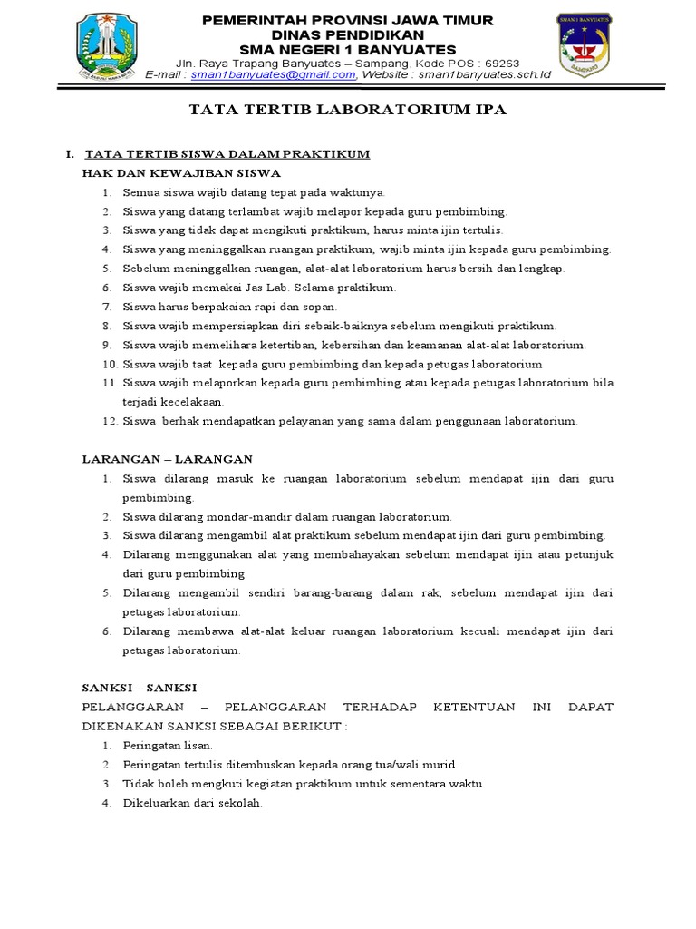 Tata Tertib Lab. Ipa | PDF