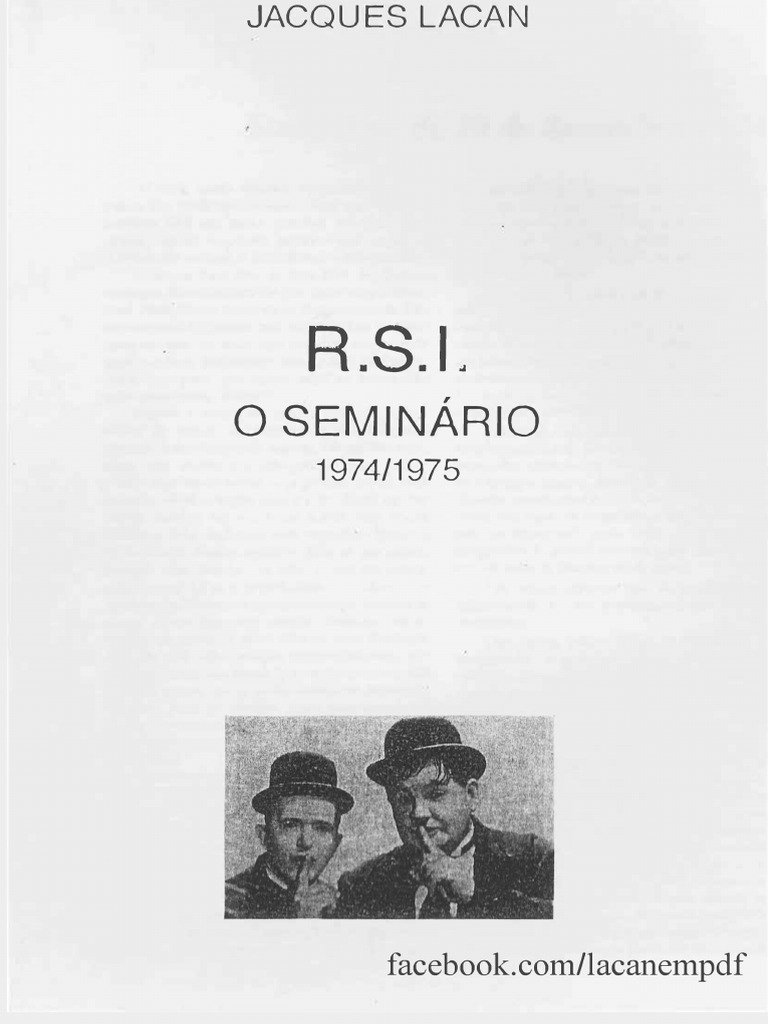 22 Jacques Lacan O Seminário Livro 22 RSI Removed | PDF