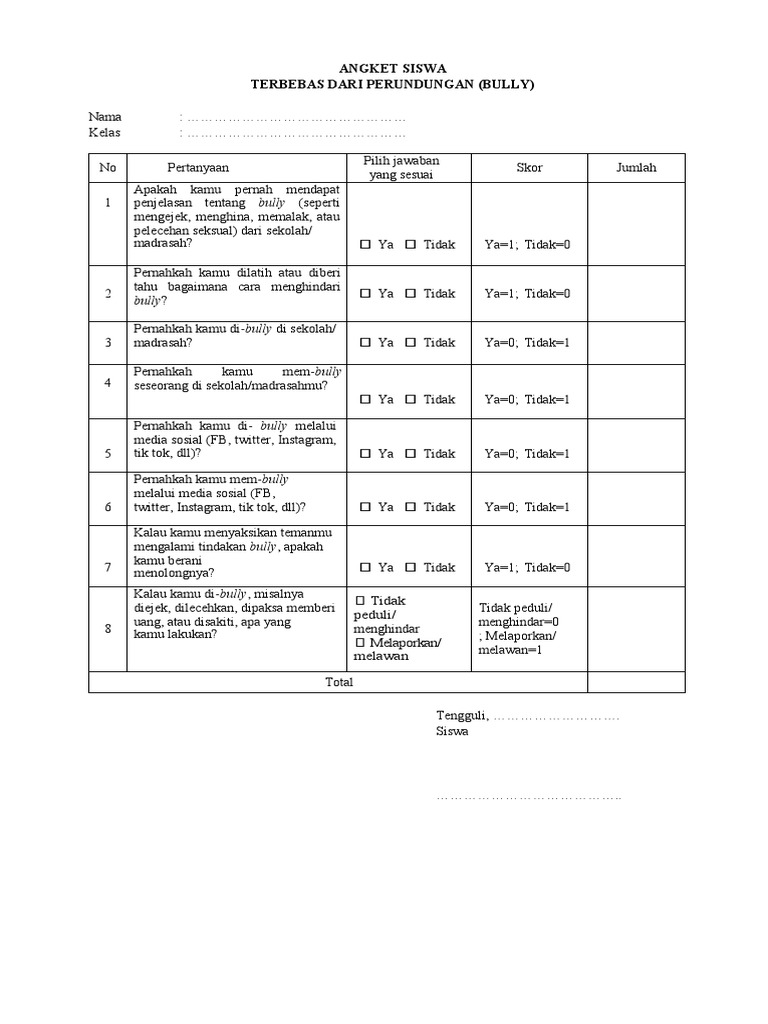 Angket Bullying | PDF