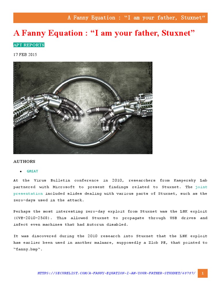 A Fanny Equation - "I Am Your Father, Stuxnet" | PDF | Windows Registry ...