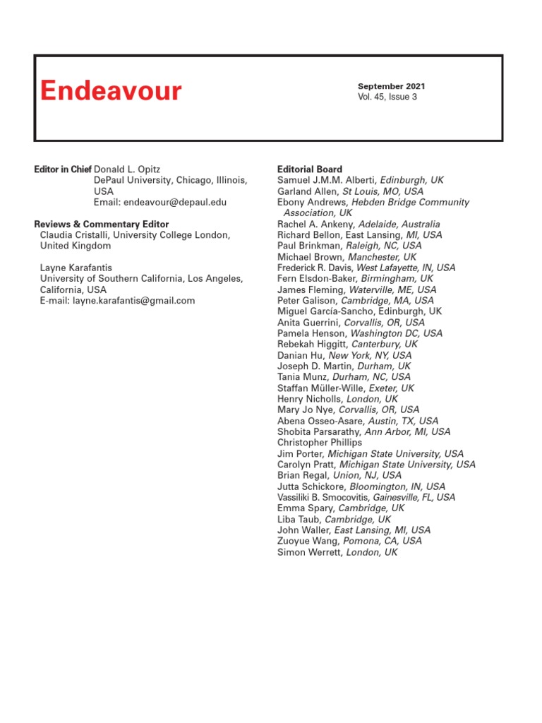 Editorial-Board 2021 Endeavour | PDF