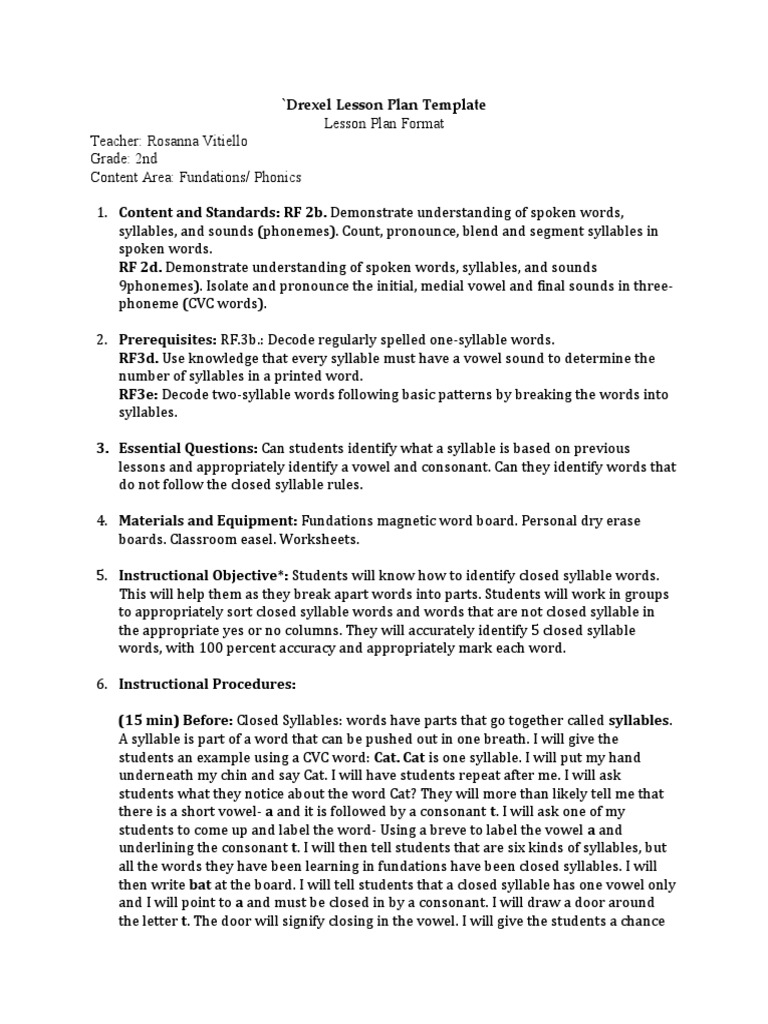 Fundations Lessons | Download Free PDF | Syllable | Vowel