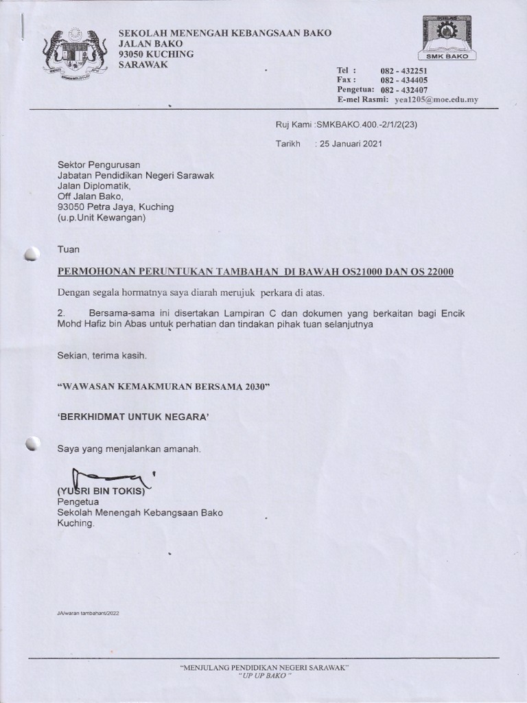 25 Jan 2022 Permohonan Peruntukan Tambahan Di Bawah 0s21000 | PDF