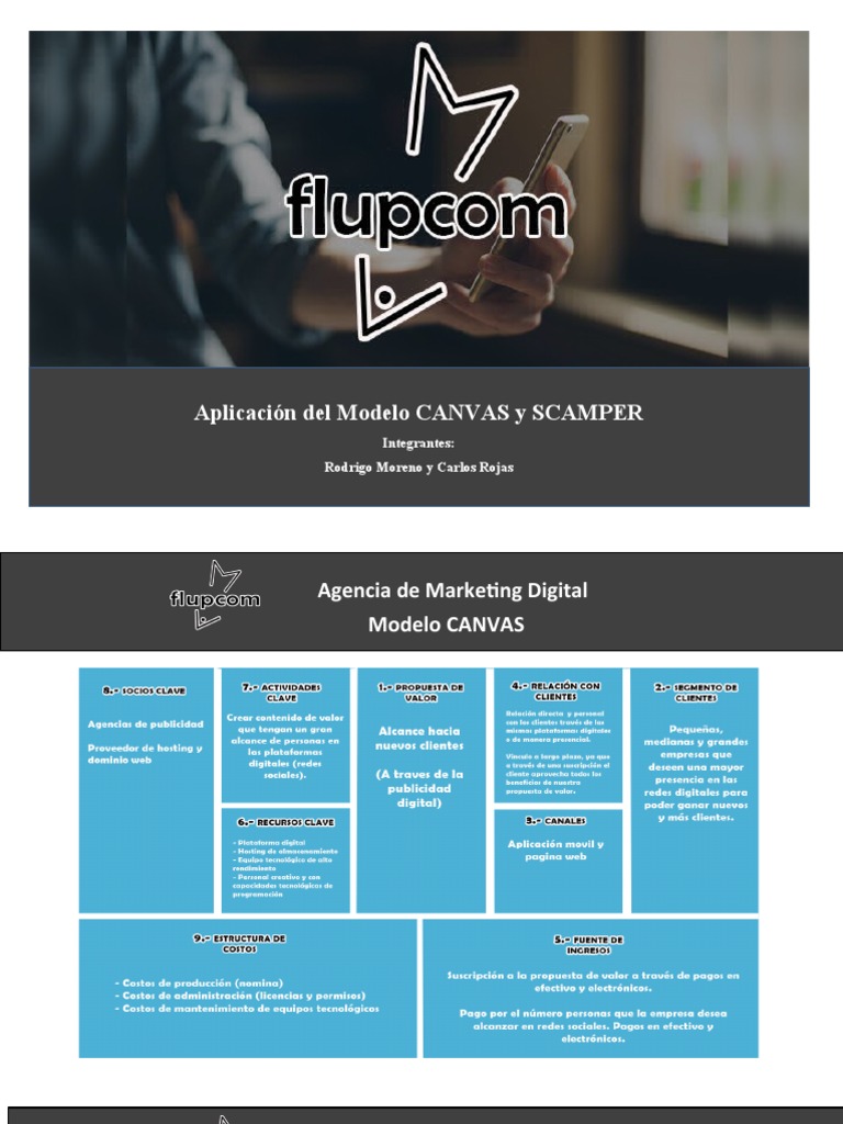 Ejemplo de Modelo Canvas y Scamper Proyecto Flupcom | PDF | Marketing ...