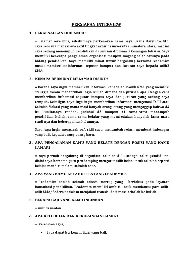 Persiapan Interview | PDF