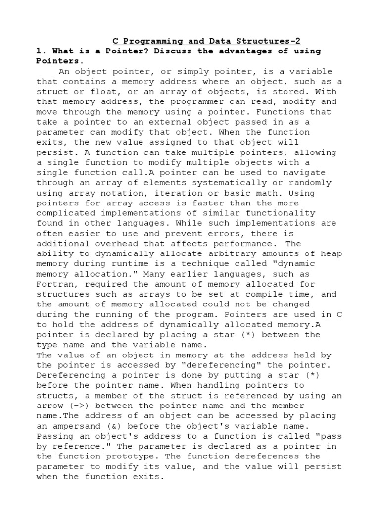 C Programming and Data Structures-2 | PDF | Pointer (Computer ...