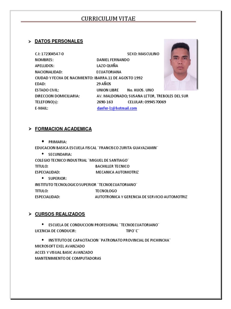 Curriculum Vitae Daniel Lazo Actual | PDF