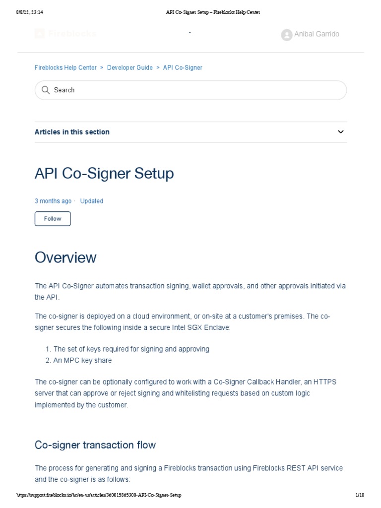 API Co-Signer Setup - Fireblocks | PDF | Command Line Interface | Backup