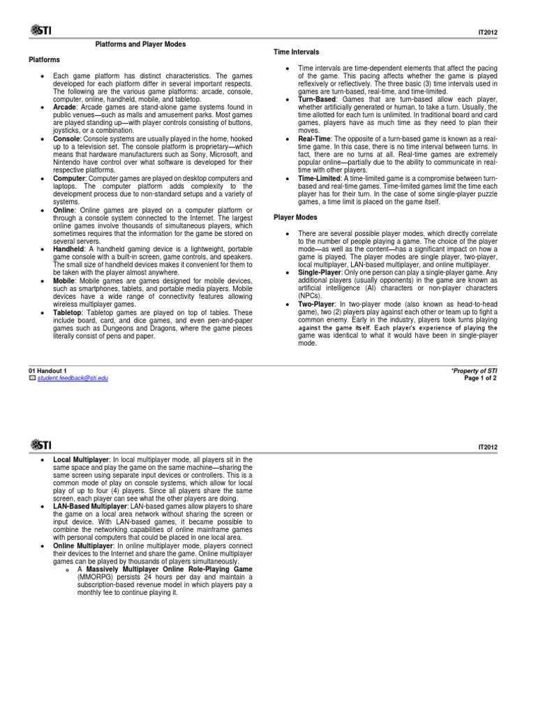 01 Handout 1 | PDF | Video Game Consoles | Mobile Device