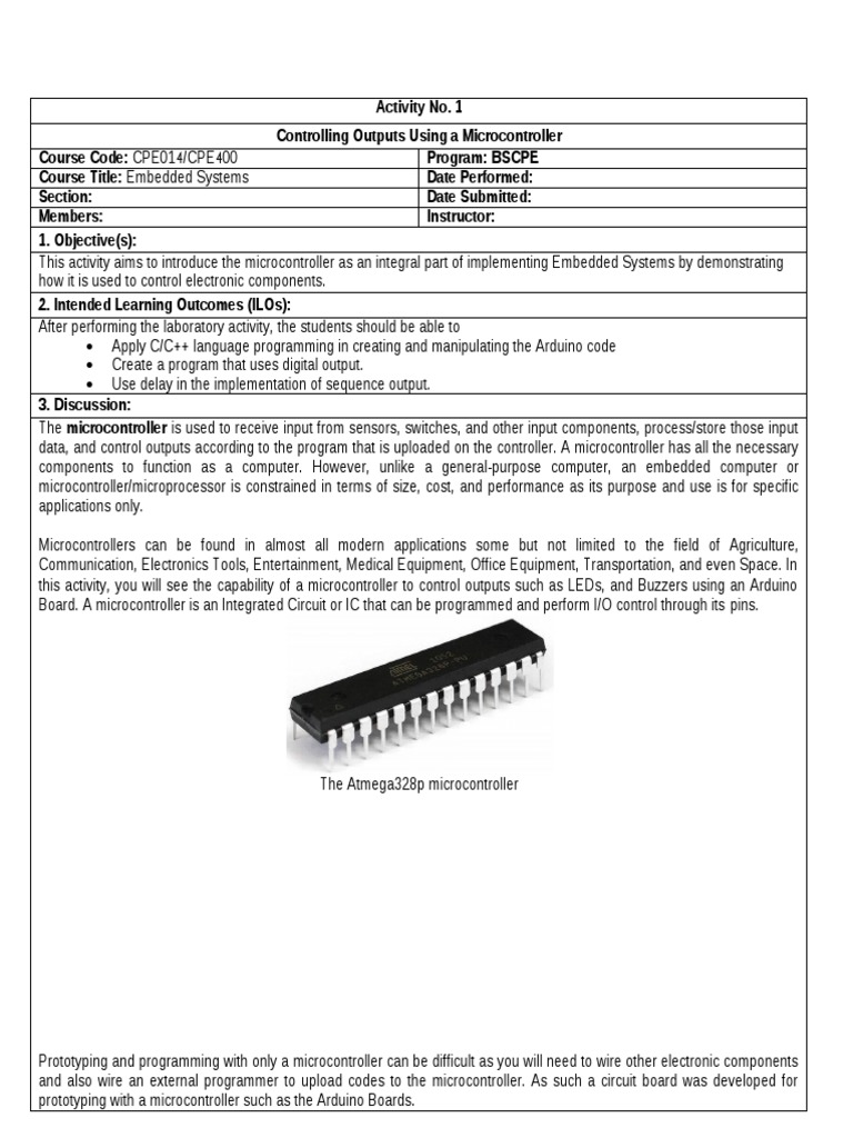 CPE400 Lab1 | PDF | Microcontroller | Embedded System