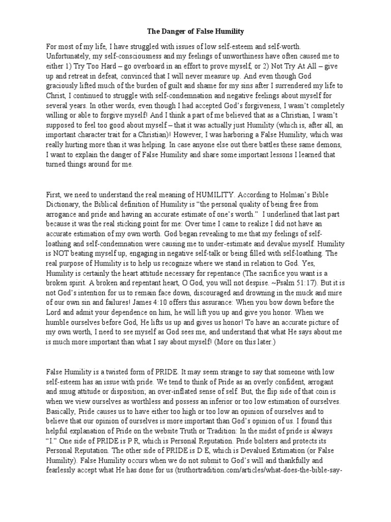 The Danger of False Humility | PDF | Jesus | Humility