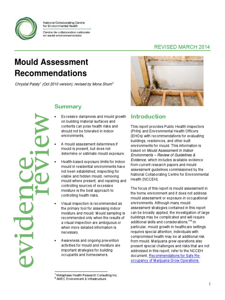 Mould Assessment Evidence Review March 2014 | PDF | Mold ...