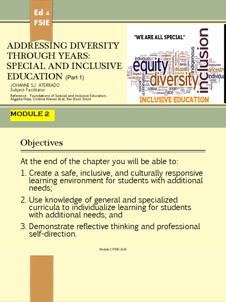 Ed 4 Module 2 ADDRESSING DIVERSITY THROUGHTHE YEARS SPECIAL AND ...