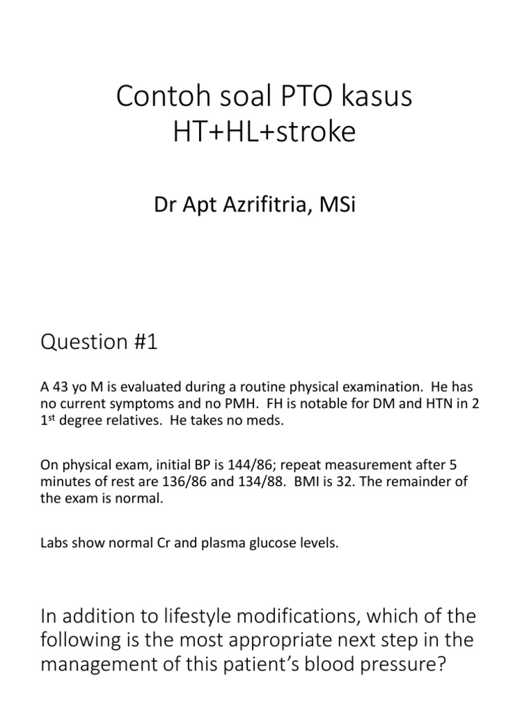 Contoh Soal Hipertensi + PTO HT +HL 02 | PDF | Hypertension | Drugs