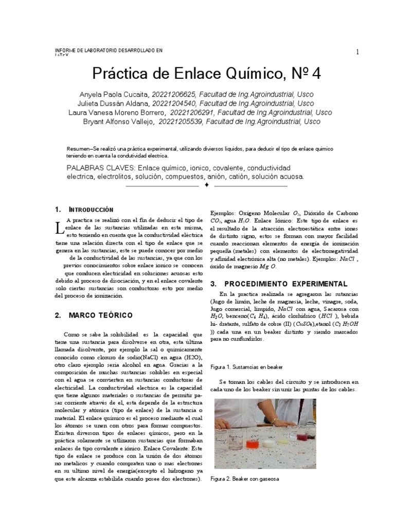 Practica N 4 | PDF | Sal (química) | Enlace químico
