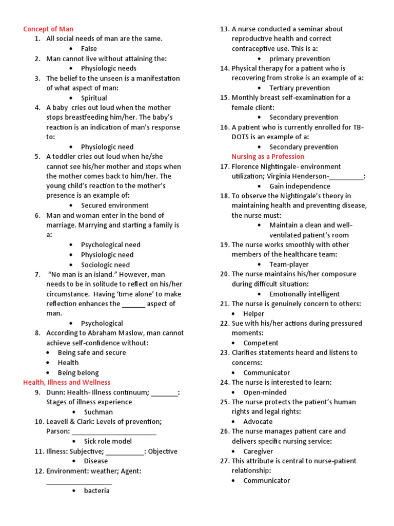 Review Notes | PDF | Nursing | Patient