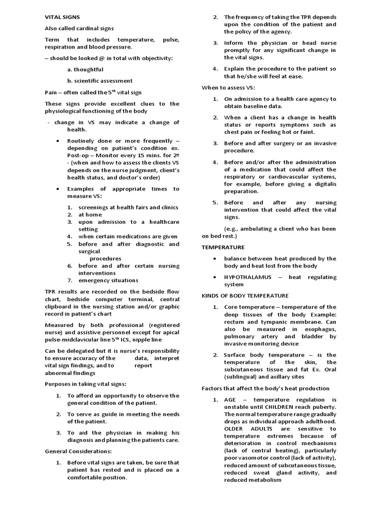 Vital Signs Pdf Breathing Blood Pressure