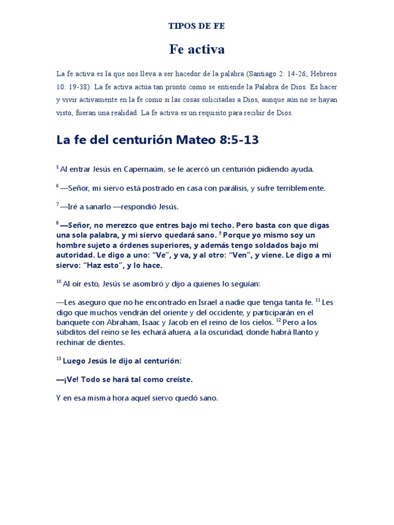 Tipos de Fe en la Biblia | PDF | Jesús | Fe