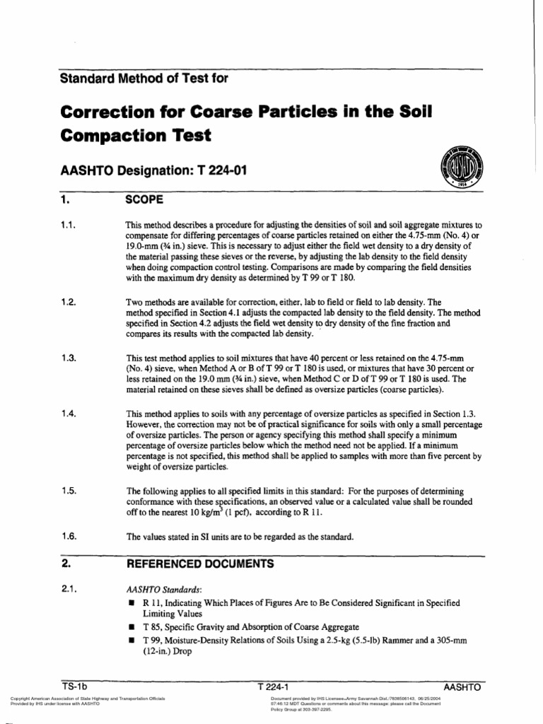 Aashto T224 | PDF | Density | Physical Quantities