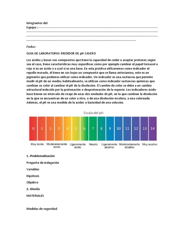Laboratorio de PH | Descargar gratis PDF | Ph | Ácido