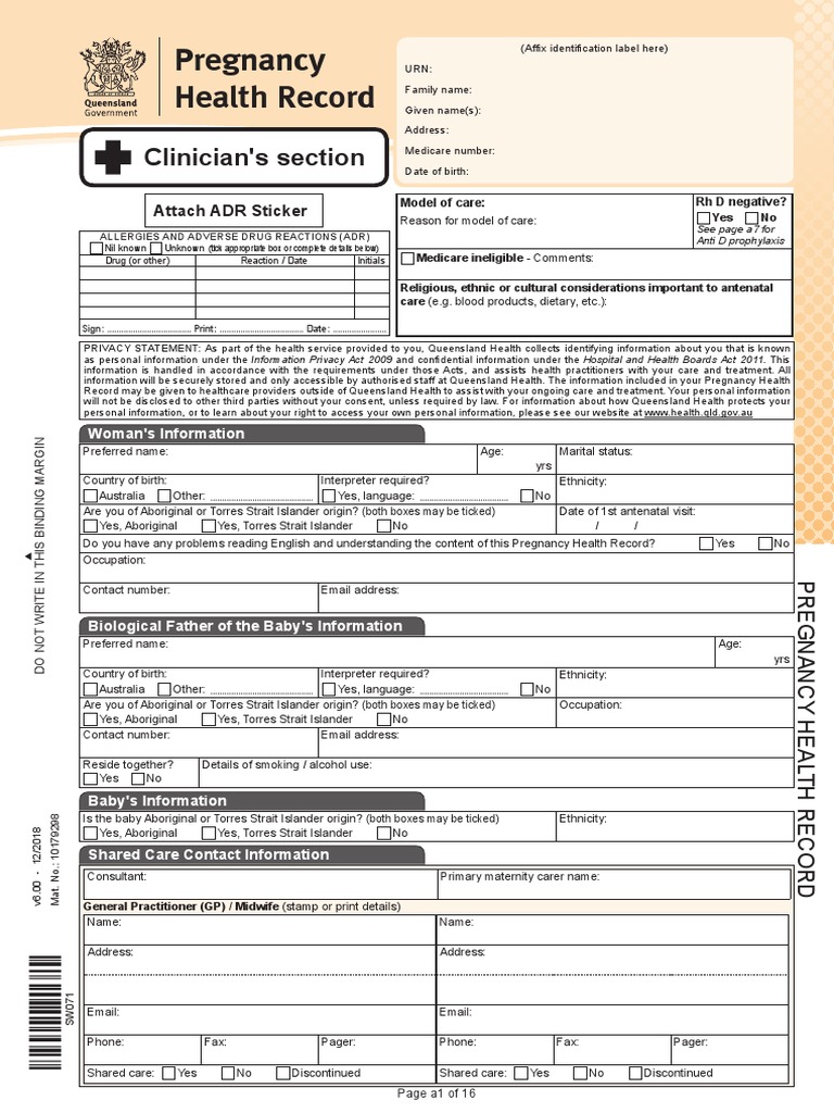 Pregnancy Record From Queensland, Australia | PDF | Obesity | Body Mass ...