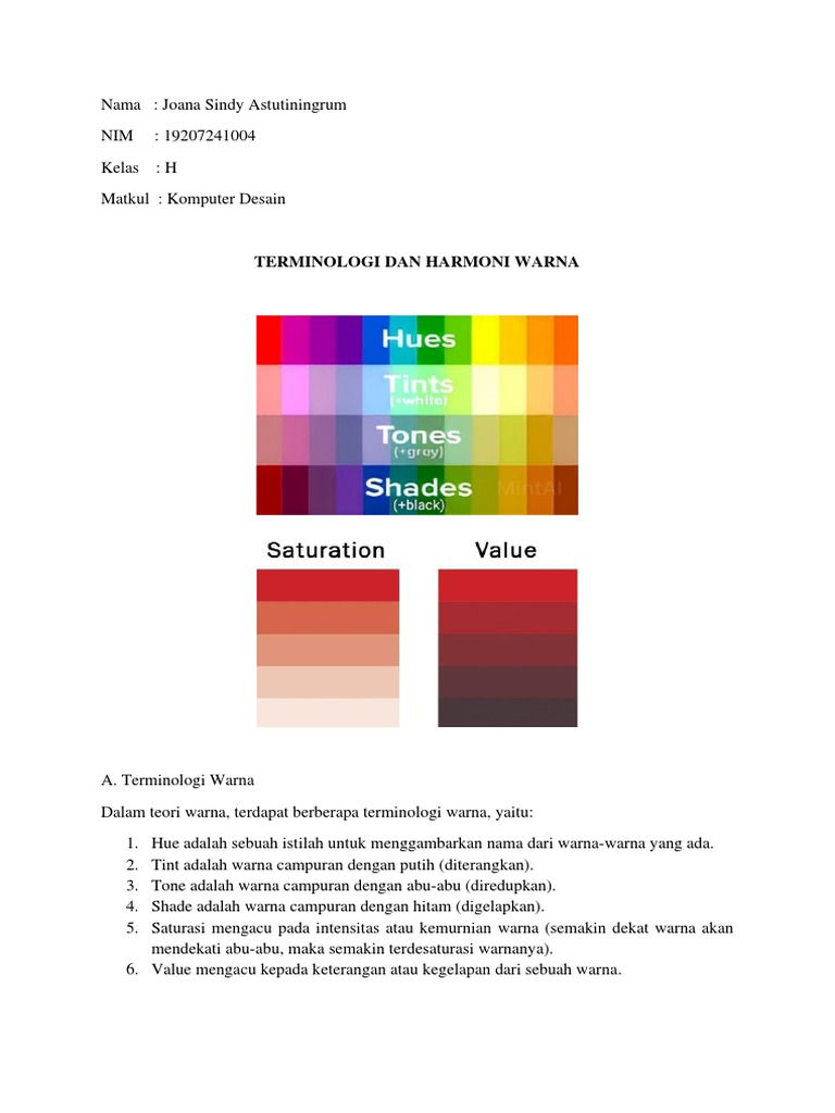 Terminologi Dan Harmoni Warna - Joana Sindy A - 19207241004 | PDF