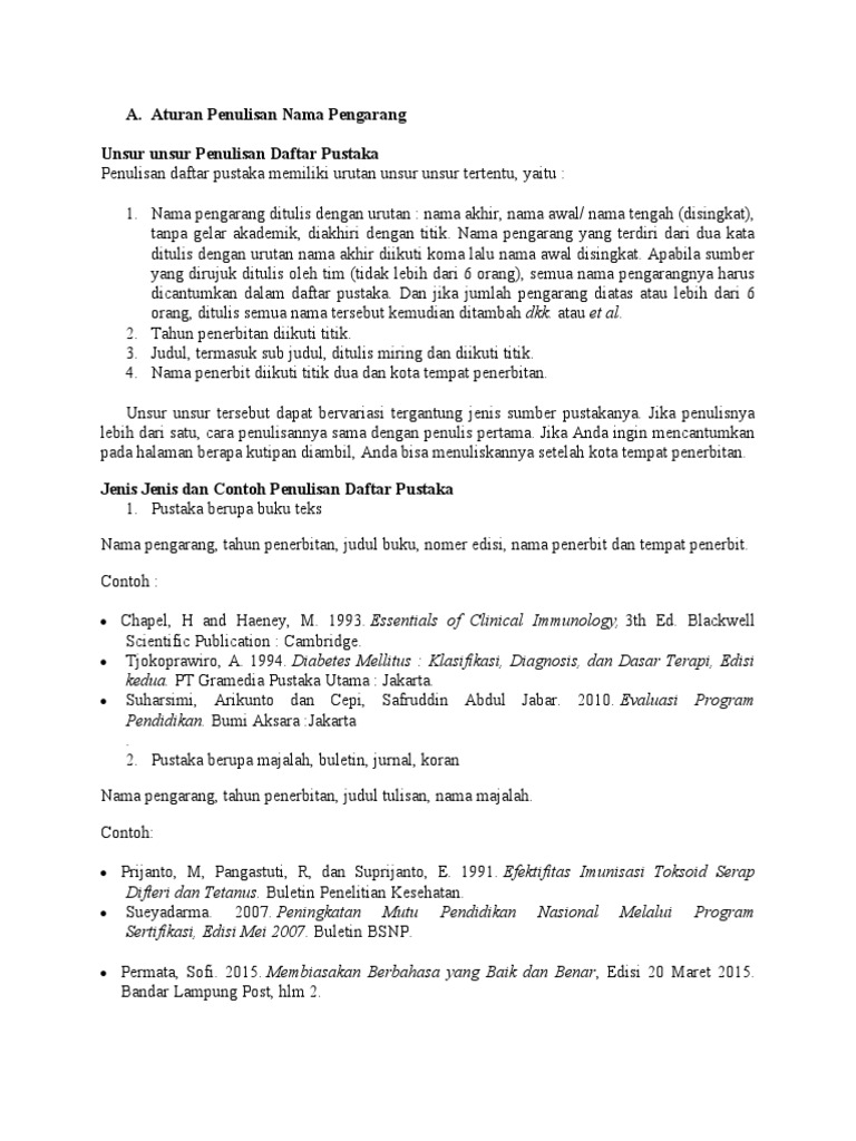 Aturan Penulisan Nama Pengarang | PDF