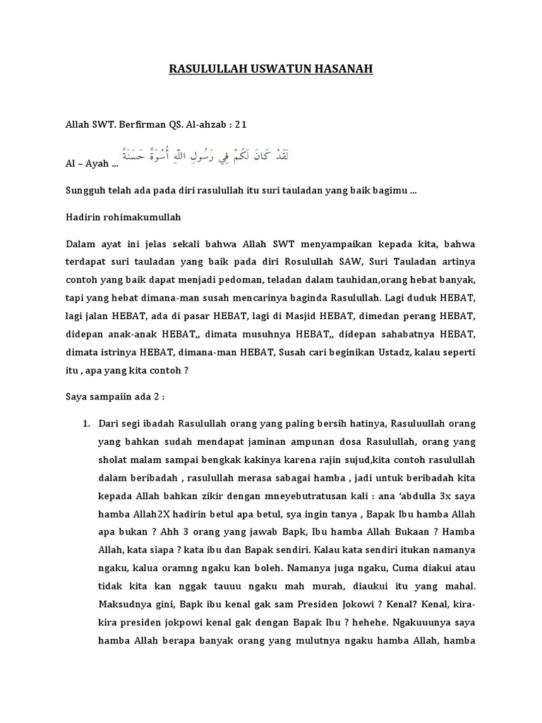 Rasulullah Uswatun Hasanah | PDF | Agama & Spiritualitas