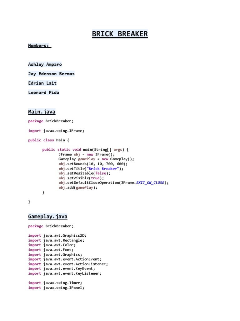 Brick Breaker | PDF | Typography | Software Development