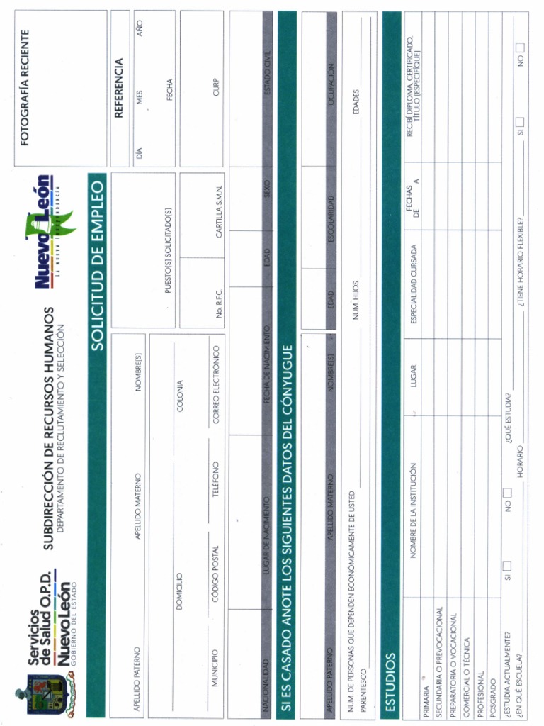 Solicitud de Empleo SSNL Opd | PDF