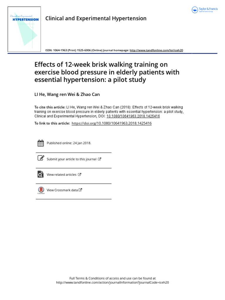 Brisk Walking Exercise | PDF | Hypertension | Blood Pressure