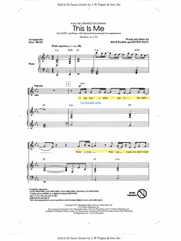 This Is Me - SATB | PDF