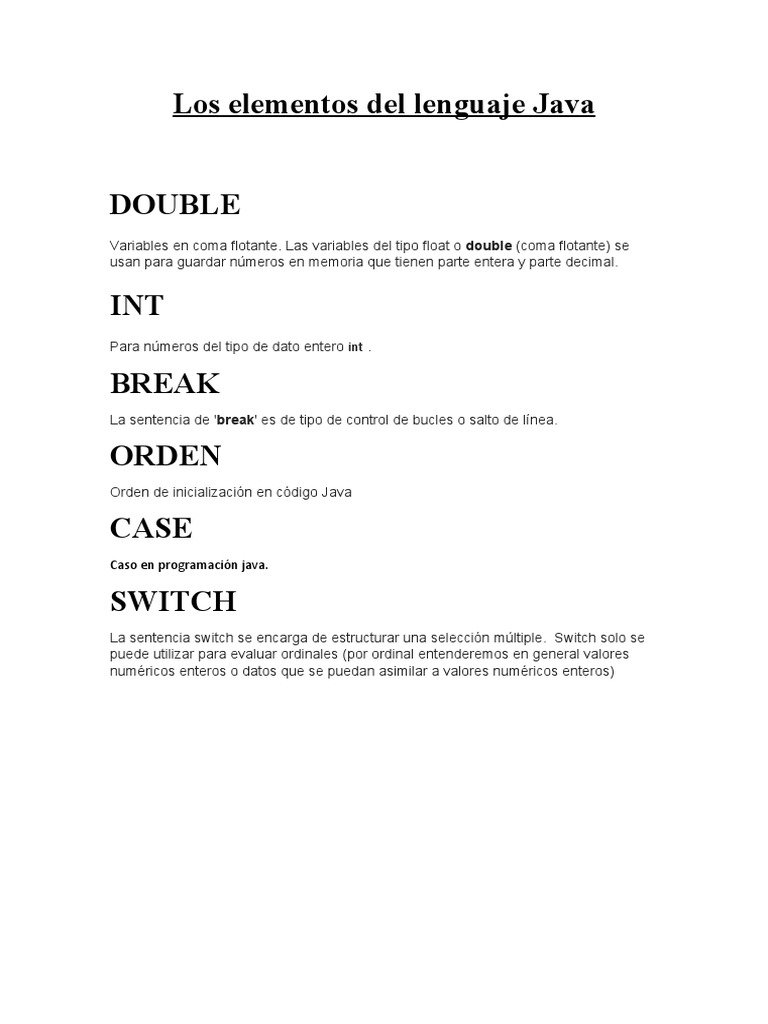 Los Elementos Del Lenguaje Java Pdf