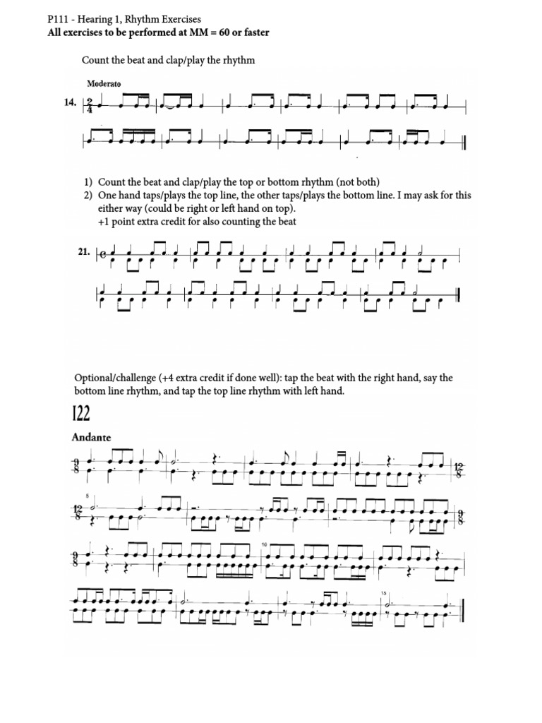 Hearing 1 - Rhythm Exercises-1 | PDF