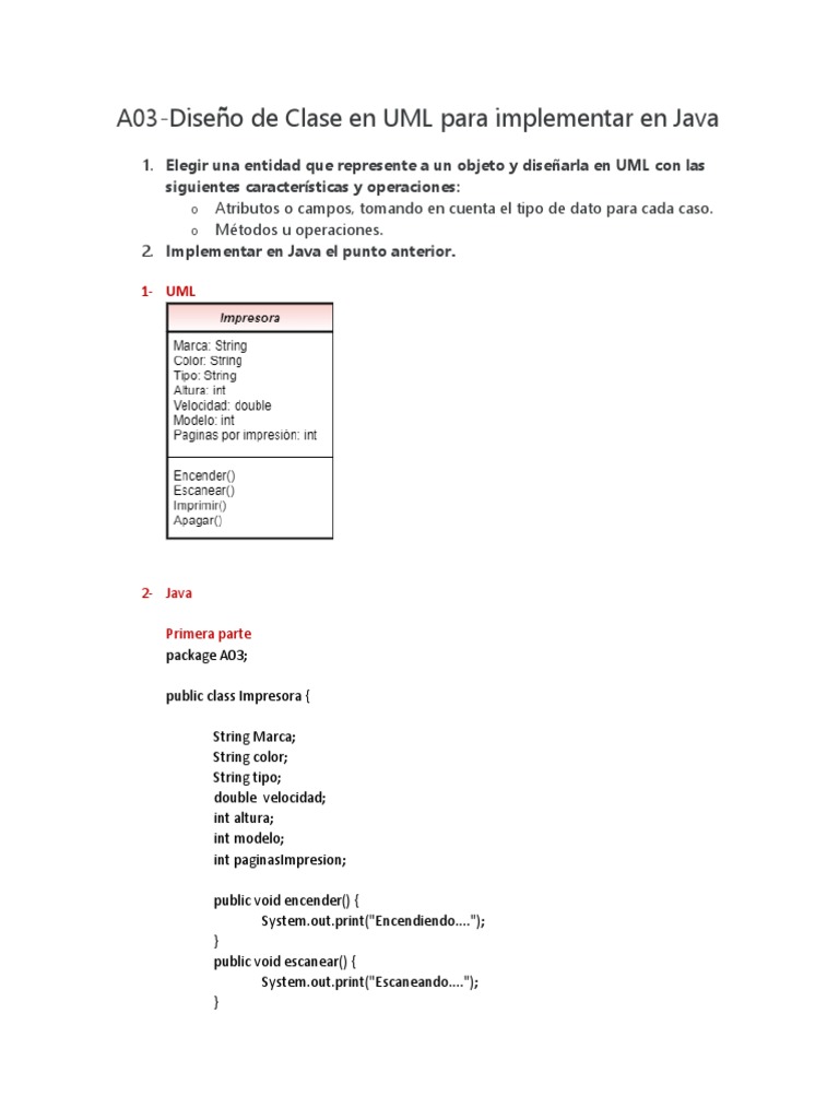 A03-Diseño de Clase en UML para Implementar en Java: Siguientes ...