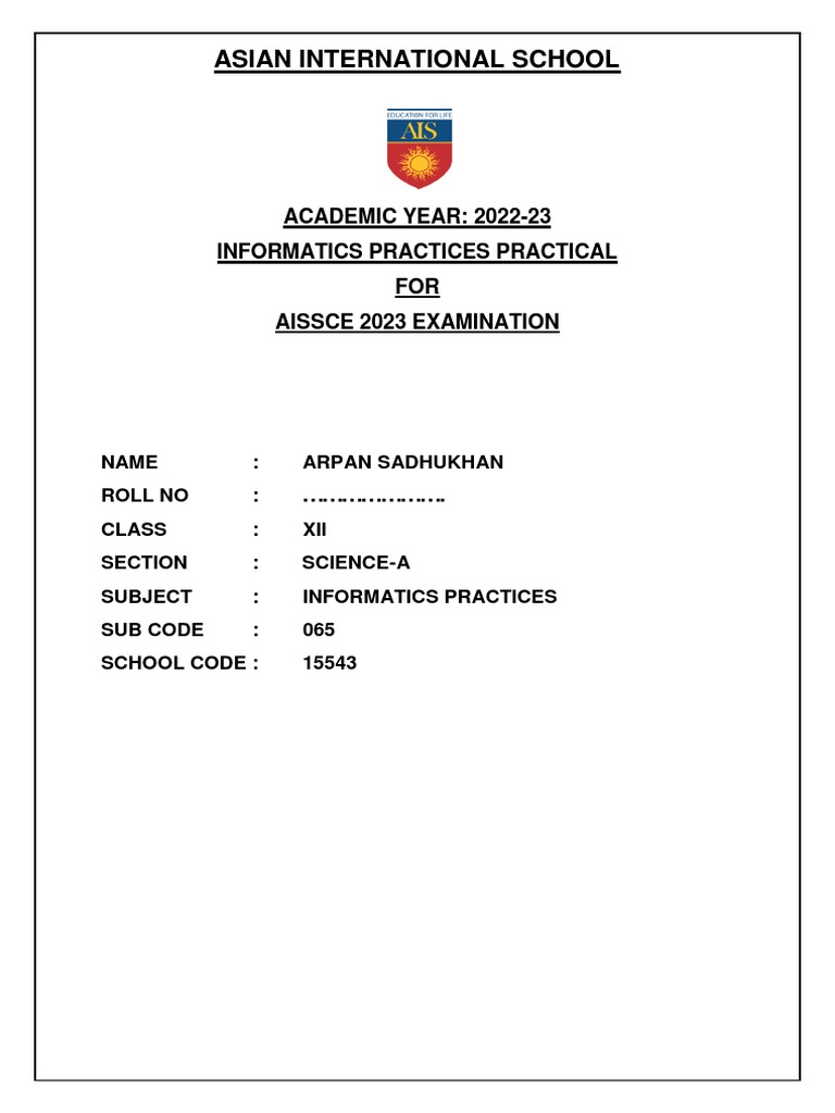 Informatics Practices Practical Class Xii Pdf Table Database Databases