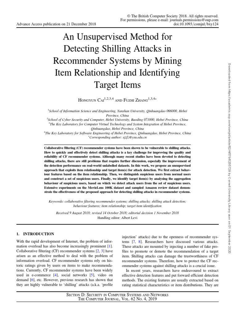 An Unsupervised Method For Detecting Shilling Attacks in Recommender Systems by Mining Item ...