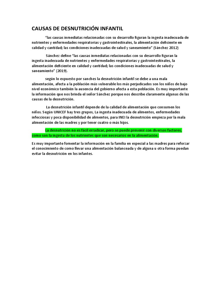Causas De Desnutricion Pdf